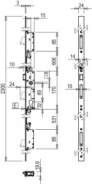 Giesse | Fasteners | | MULTIPOINTS LOCK BACKSET FRONT P